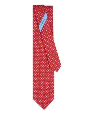 Ferragamo Seidenkrawatte mit Elefanten-Print - Rot
