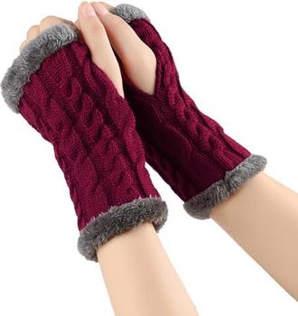 Generic Mitaines dhiver pour femmes, mitaines tricot&eacute;es chaudes au crochet avec trous pour les doigts, mitaines pour femmes, gants chauds mi-longs pour &eacute;cran 