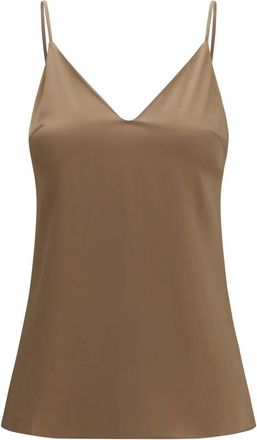 Brunello Cucinelli Camisole en soie stretch satin&eacute;e - Femme - Tops - Brun - Taille: 38 FR