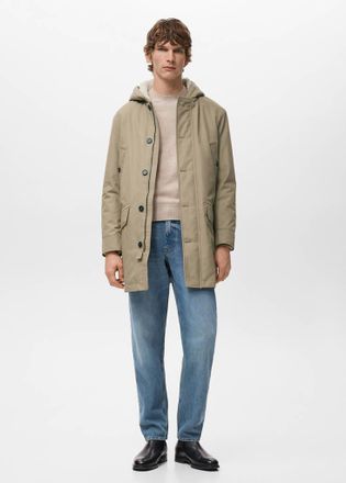 Mango Parka matelass&eacute;e capuche r&eacute;sistante &agrave; leau marron moyen - Homme - XL - MANGO MAN