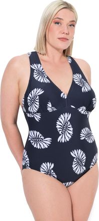 Ulla Popken Damen große Größen Übergrößen Plus Size Badeanzug Laura, Makramee, Ammonit