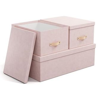 Bigso Box of Sweden BIGSO INGE 3er-Set Aufbewahrungsboxen f&uuml;r das Schlaf-, Kinder-, Arbeits- oder Badezimmer - Ordnungsbox mit Deckel - Aufbewahrungskisten aus 100% recyc