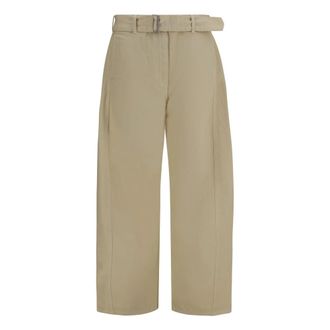 Magda Butrym Gestreifte Hose mit weitem Bein und G&uuml;rtel - - Trousers - Damen - Beige - XS