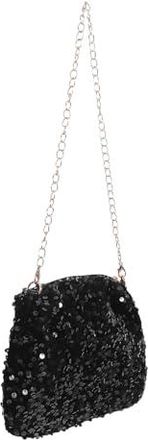 Hemobllo Pochette &agrave; Paillettes Noire 24,4 X 17 X 4,8 Cm Cha&icirc;ne Argent&eacute;e Ajustable, Petit Paquet &agrave; Bandouli&egrave;re pour Femmes, Paquet de Soir&eacute;e &Eacute;l&eacute;gant pour Mariag