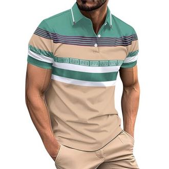 Generic T-shirt ray&eacute; pour homme d&eacute;contract&eacute; et tendance avec impression num&eacute;rique 3D, kaki, 3XL