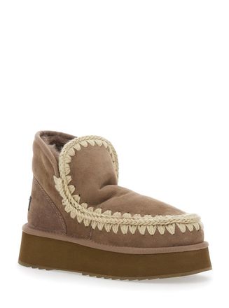 Mou Womens Ankle Boots Mini Eskimo Grey Sheepskin