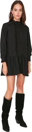 Trendyol Trendyol Damen Mini A-line Regular Dress Kleid, Schwarz, 34