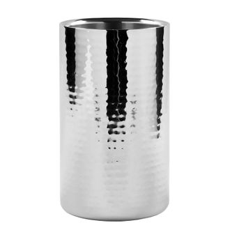 Fink edler doppelwandiger Flaschenk&uuml;hler 19 cm Edelstahl geh&auml;mmert f&uuml;r 1 Flasche