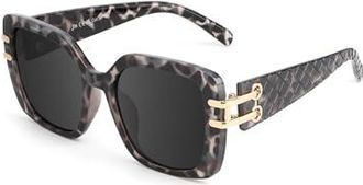 JM Lunettes de soleil polaris&eacute;es carr&eacute;es surdimensionn&eacute;es pour femmes, grandes lunettes de soleil r&eacute;tro UV400 Tortue Noire