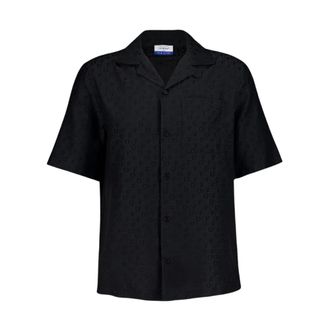 Off-white Homme, Chemises, Noir, Taille: L Chemise Noire Jacquard Textur&eacute;e