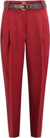 Max Mara Femme, Pantalons, Rouge, Taille: 36 FR Pantalon Large en Lin