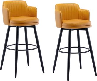 Generic Drehbarer Barhocker, 2er-Set mit R&uuml;ckenlehne, K&uuml;chenbarhocker, Tresenhocker mit Armlehnen, Metallbeine