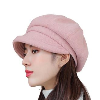 Generic V&eacute;ritable casquette fran&ccedil;aise Newsboy visi&egrave;re b&eacute;ret chapeaux panneaux doux chapeau de cabbie chapeau pour femmes filles sousaphone, rose, Taille uniqu