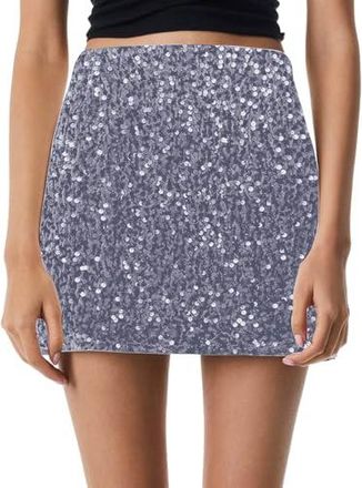 Generic A-Line Taille Haute &Eacute;lastique Robe &Eacute;l&eacute;gante Skort Mini Jupes Vintage en Tulle Rockabilly Jupe &Eacute;lastique Taille Scintillante Paillettes Jupes Ballet Tu