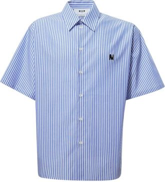 Msgm Msgm, Homme, Chemises, Bleu, Taille: L Chemise &agrave; Manches Courtes Ray&eacute;e