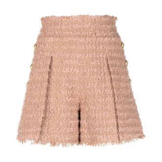 Balmain Beige Tweed Shorts mit Knopfdetail - - Shorts - Damen - Beige - L
