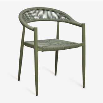Sklum Sklum - Stapelbarer Gartenstuhl mit Armlehnen aus Aluminium und Kunstrattan Amatria Tiefes Gr&uuml;n Olive