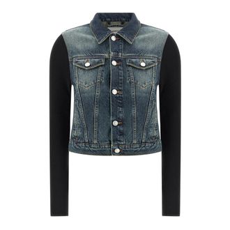 Coperni Blaue Denimjacke mit Gerippten &Auml;rmeln - - Jackets - Damen - Blau - S