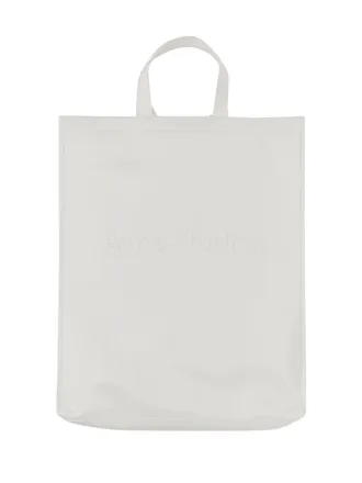 Acne Studios Womens Tote Bag With Embossed Logo White Polyurethane Shoulder