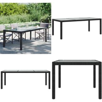 vidaXL Gartentisch Schwarz 190x90x75 cm Geh&auml;rtetes Glas Poly Rattan - Gartentisch - Esstisch - Polyrattan Tisch - Gartenm&ouml;bel - Balkonm&ouml;bel - Home & Living