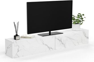 IDMarket Idmarket - Meuble tv 180 cm suspendu elio 2 portes bois effet marbre