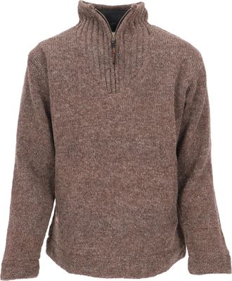 Guru Shop Wollpullover, Troyer Wollpullover, Seemannspullover - Braun Melliert, Herren, Wolle, Size:XL