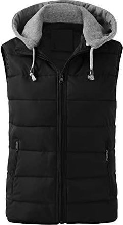 Generic Vestes l&eacute;g&egrave;res &agrave; capuche surdimensionn&eacute;es sans manches avec fermeture &eacute;clair pour femmes et hommes, veste dhiver chaude, Noir, 3XL