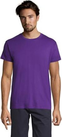 SOLS SolS Regent - Tee-Shirt Homme Manches Courtes à col Rond - 100% Coton Semi-peigné - Violet Foncé - XXL