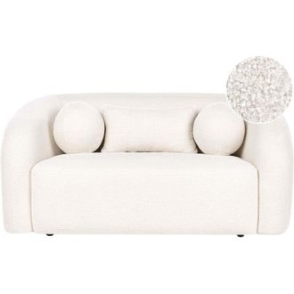 Beliani Sofa 2-Sitzer EGEDAAL Boucl&eacute; Wei&szlig;