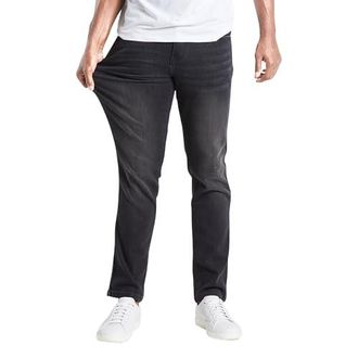 Generic Pantalon en denim souple pour homme, coupe ajust&eacute;e, coupe ajust&eacute;e, coupe droite, fusel&eacute;, gris, 46