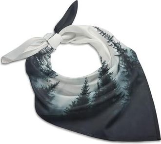 Generic Foulard carré en soie légère motif forêt brumeuse en pin pour cheveux, foulard respirant, cadeau pour homme et femme, multicolore, 46x46cm