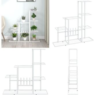 vidaXL Vidaxl - Blumenst&auml;nder 94,5x25x88 cm Wei&szlig; Metall - Pflanzenst&auml;nder - Blumens&auml;ule - Metallrost - Balkonm&ouml;bel - Gartendekoration - Home & Living