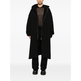 Rick Owens Hooded Cotton-Blend Fleece Coat - Black