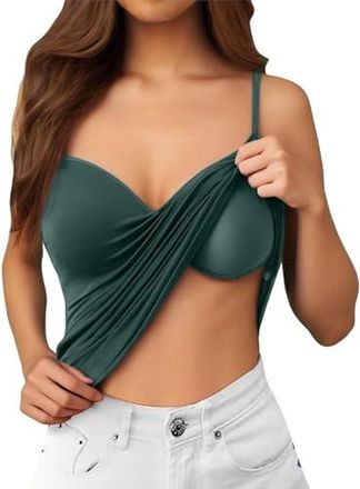 Generic Maillot de corps pour femme sans armatures - Soutien-gorge avec haut int&eacute;gr&eacute; avec sangle r&eacute;glable - Camisole Push Up - Sous-v&ecirc;tements doux - D&eacute;bardeur