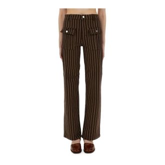 Baum Und Pferdgarten Femme, Pantalons, Brun, Taille: 42 FR Pinstripe Wide Leg Pants