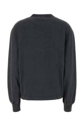 Ganni Womens Graphite Cotton Oversize T-Shirt Phantom Maglie Sweater