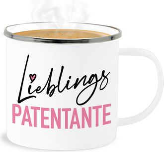 Shirtracer Emaille Becher Blechbecher - Tassen - Lieblings Patentante - 300 ml - Weiß Silber - godi beste godi/patentante patin geschenke für geschenk mit