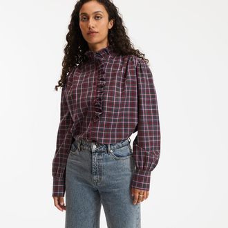 La Redoute Collections Chemise Carreaux Col Victorien Signature Charl&egrave;ne