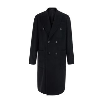 Emporio Armani Doppelreihiger Kaschmirwollmantel - - Coats - Herren - Schwarzk - M