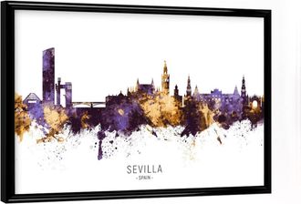 artboxONE Poster mit schwarzem Rahmen 18x13 cm Städte Sevilla Spain Skyline PurpleGold - Bild Sevilla
