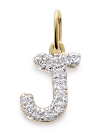 Monica Vinader collier en or 14ct à pendentif J pavé de diamants
