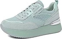 Queen Helena Baskets avec Rehausseur Platform Sneakers Casual avec Plateau Léger Doux Femme X28-26, X28 26 Vert, 36 EU