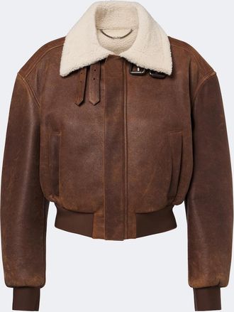 Gucci Blouson aus Leder mit Shearling
