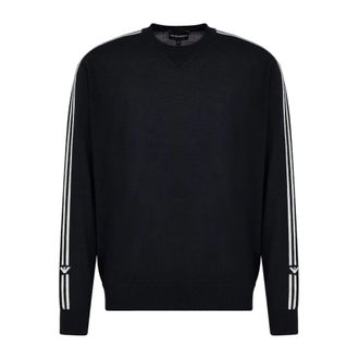 Emporio Armani Woll-Crewneck-Logo-Sweatshirt - - Knitwear - Herren - Schwarzk - XL