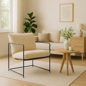 Dmora Sessel Poplar Beige, Armlehnen, Traglast 120 kg