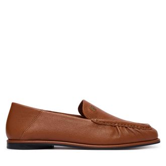 Tommy Hilfiger Slipper Tommy Hilfiger Leather Ruched Toe Loafers FW0FW09250 Braun