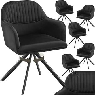 TecTake TecTake Lot de 6 Chaises pivotantes de Salle &agrave; Manger Moderne Fauteuil Salon Velours Chaise Rembourr&eacute;e Confortable Chaise Design Meuble Salon pour Sal