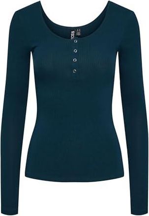 Pieces Pckitte Ls Top Noos Bc Femme T-shirt à manches longues, Reflecting Pond, XL