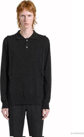 Comme Des Gar&ccedil;ons Cut-Out Wool Knit Polo