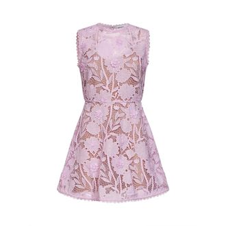 Self Portrait Kurzes Kleid mit Zackensaum - - Dresses - Damen - Rosa - XS